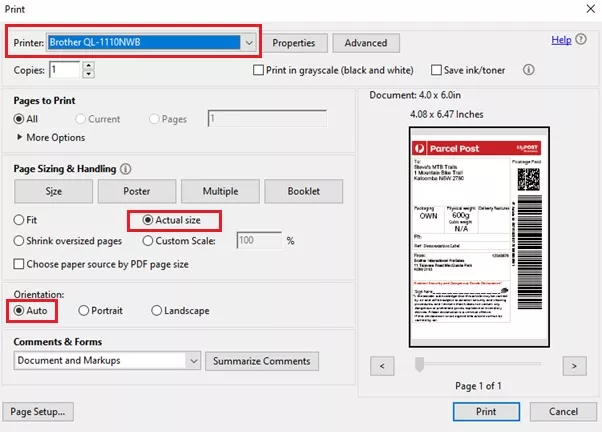 FAQ: How to setup & print Australia Post Shipping Label | Brother Australia
